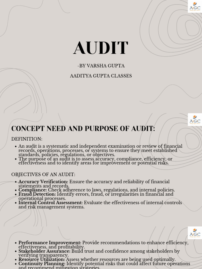 Aaditya Gupta Classes Concept of AUDIT 20250103 170034 0000 | PDF | Audit | Internal Control