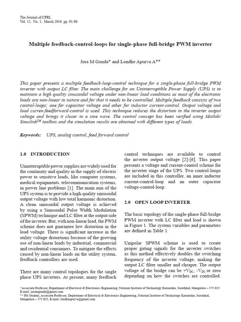 Multiple+Feedback Control Loops | PDF | Power Inverter | Rectifier