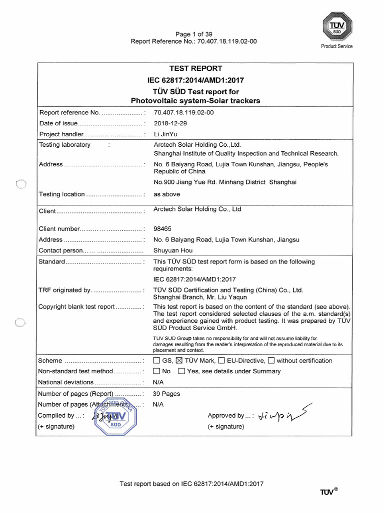 IEC 62817 Full Report-Skyline&Skysmart | PDF | Torque | Solar Panel