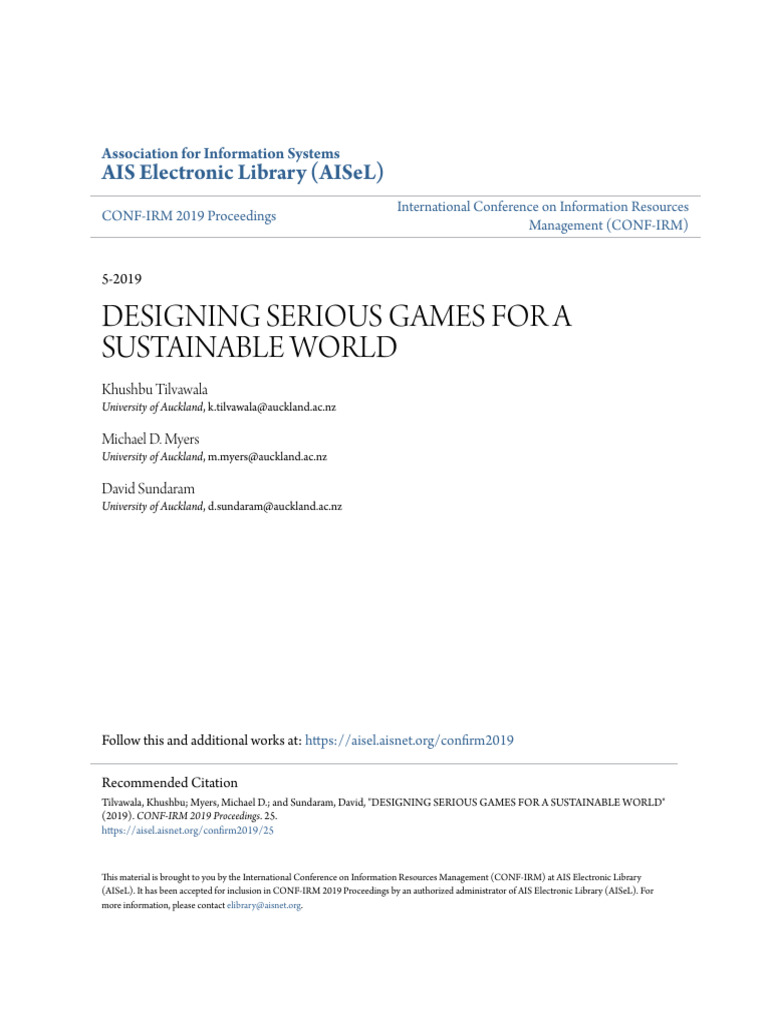 Designing Serious Games For A Sustainable World | PDF | Design ...