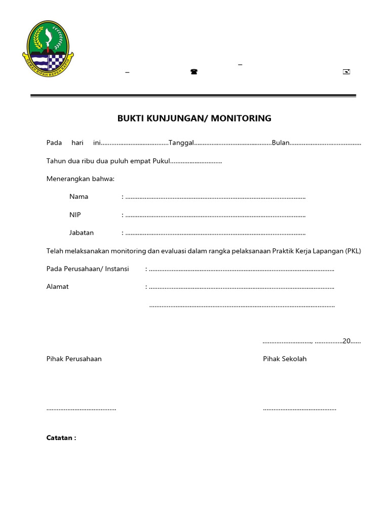 Form Bukti Kunjungan Monitoring | PDF