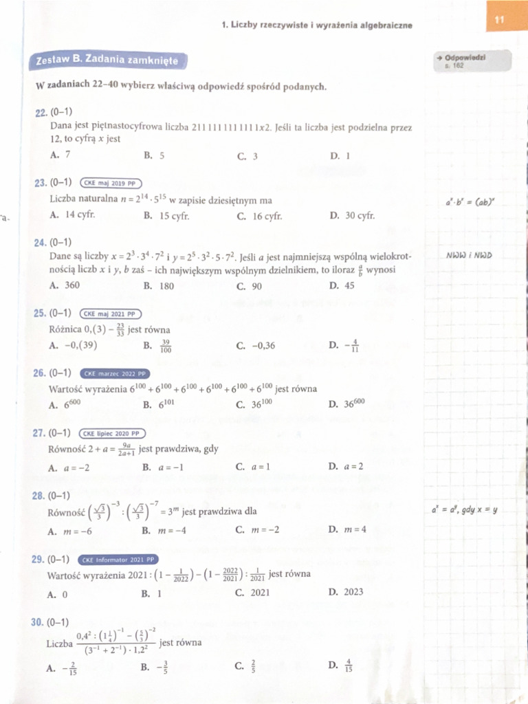 Liczby Rzeczywiste I Wyrazenia Algebraiczne | PDF