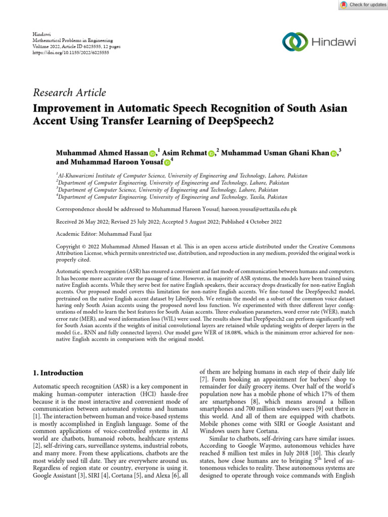 STT Mathematical Problems in Engineering - 2022 - Hassan - Improvement in Automatic Speech ...