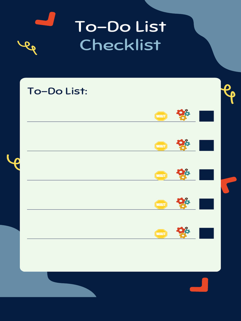 Navy Minimalist To-Do List Checklist List | PDF