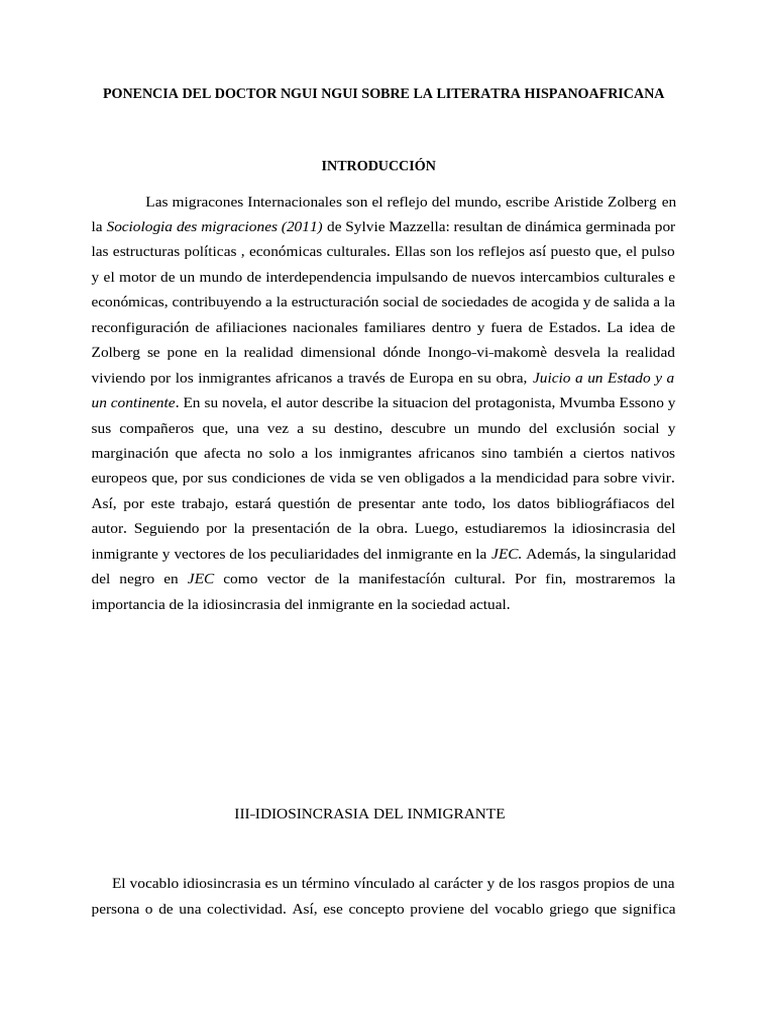 Literatura Hispanoafricana y Migración | PDF | Migración humana ...