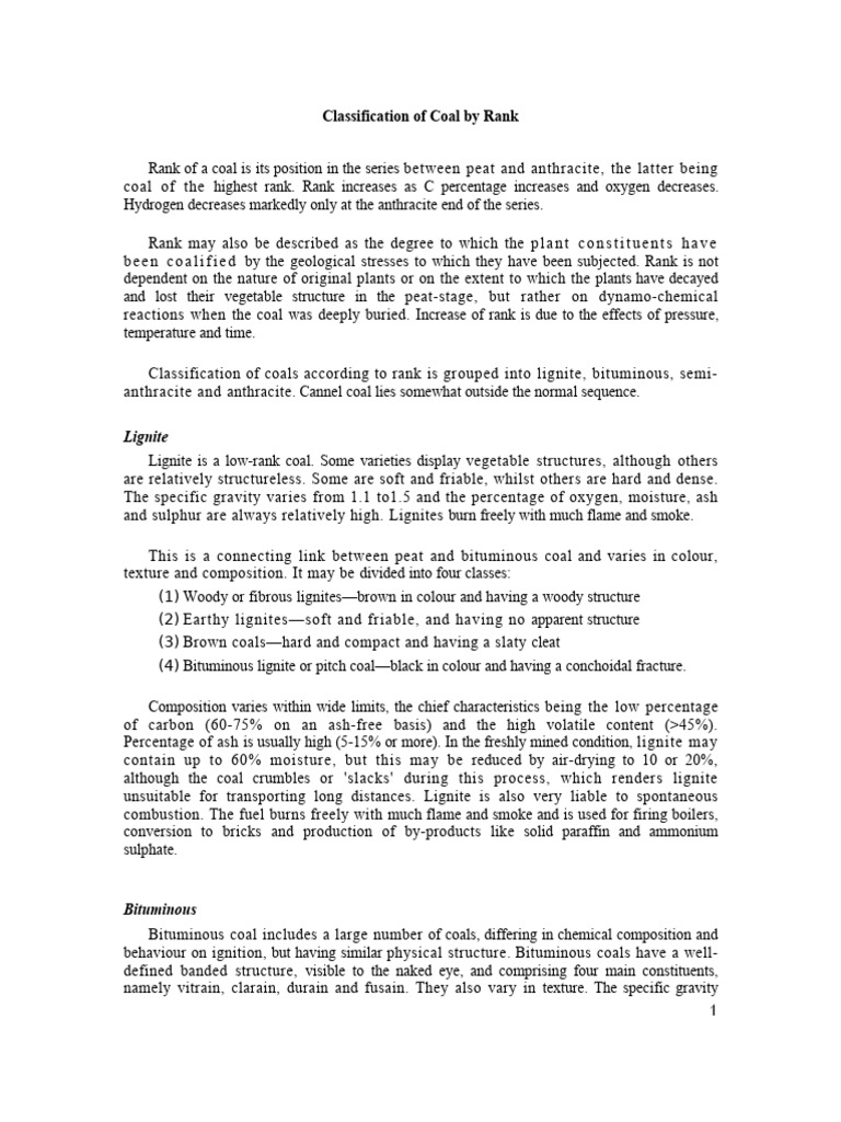 Coal Rank Classification Explained | PDF | Coke (Fuel) | Coal