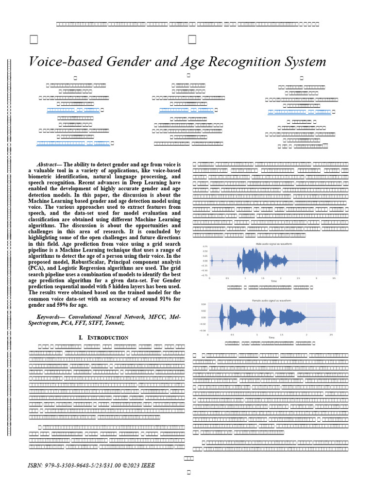 Voice-based Gender and Age Recognition System | PDF | Fast Fourier ...
