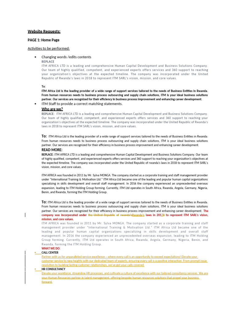 ITM - Website Request - Updated | PDF | Skill | Leadership