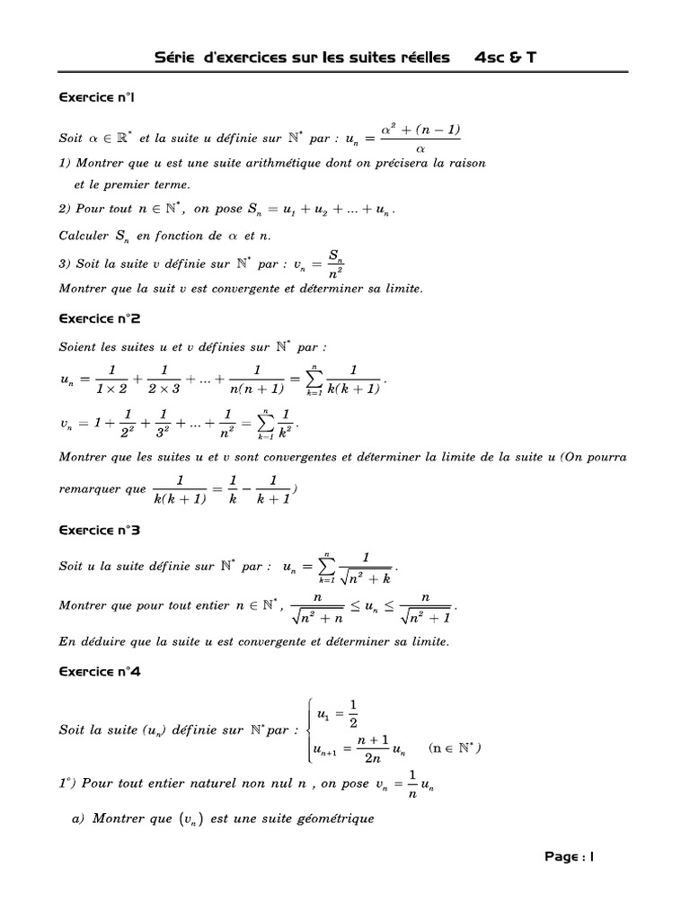 Serie D - Exercices Corrigés Suites Réelles3 | PDF