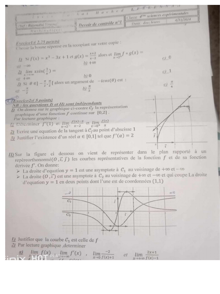 DC1 4Sc 2024 Math Sfax | PDF