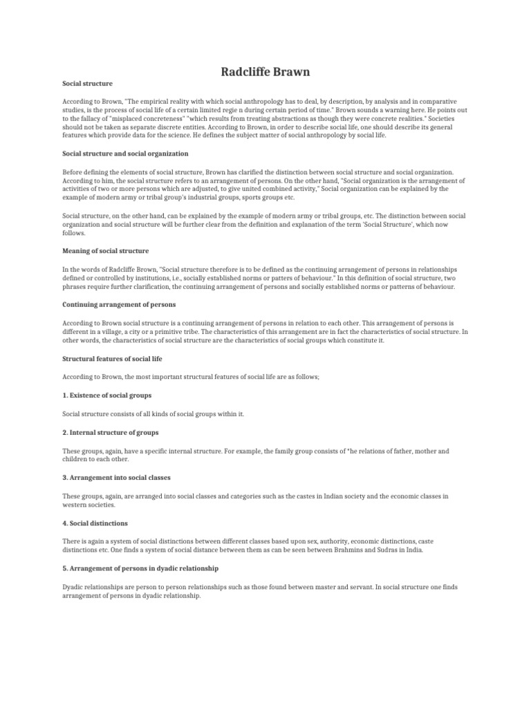 Radcliffe Brown | PDF | Kinship | Tribe