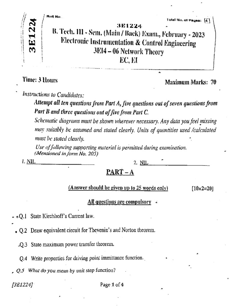 Network Theory 3e1224 Feb 2023 | PDF