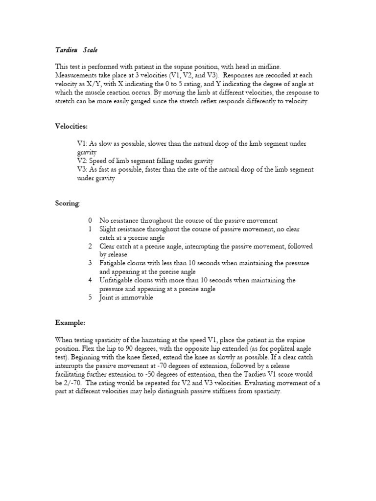 Tardeau Scale | PDF