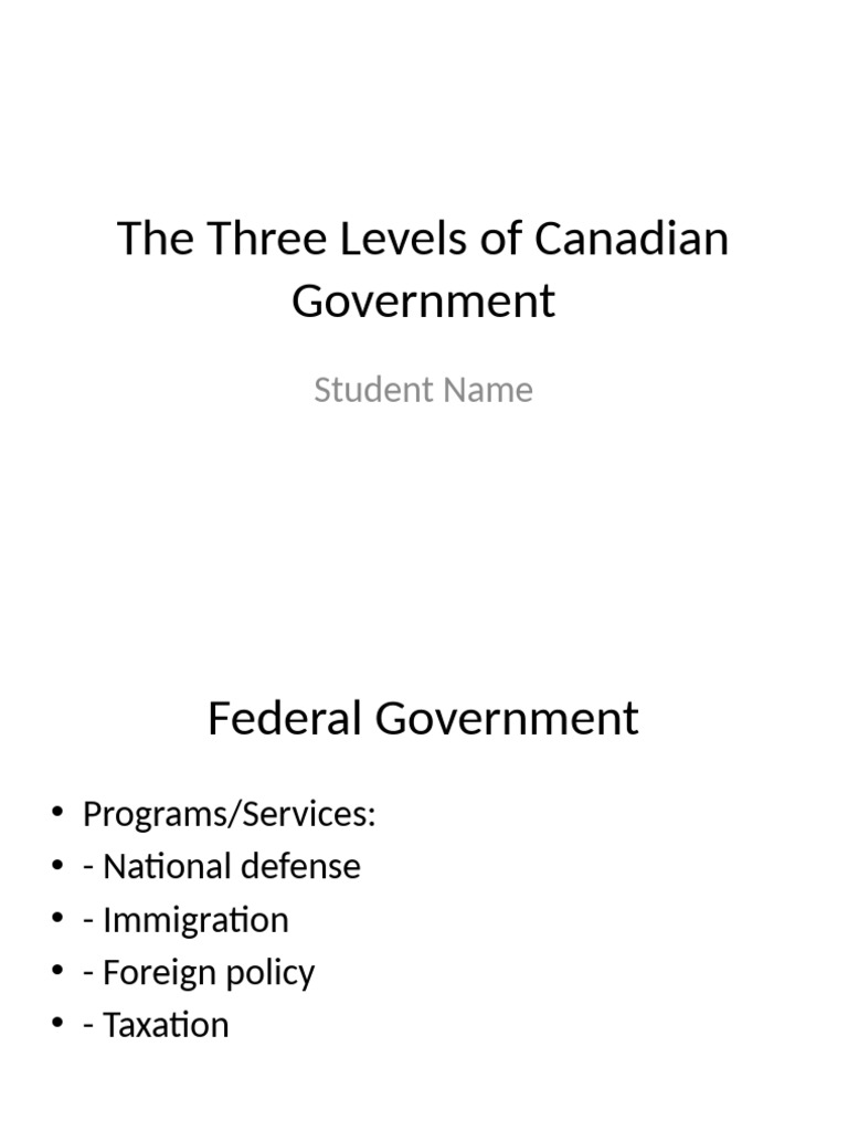 Three Levels of Canadian Government | PDF