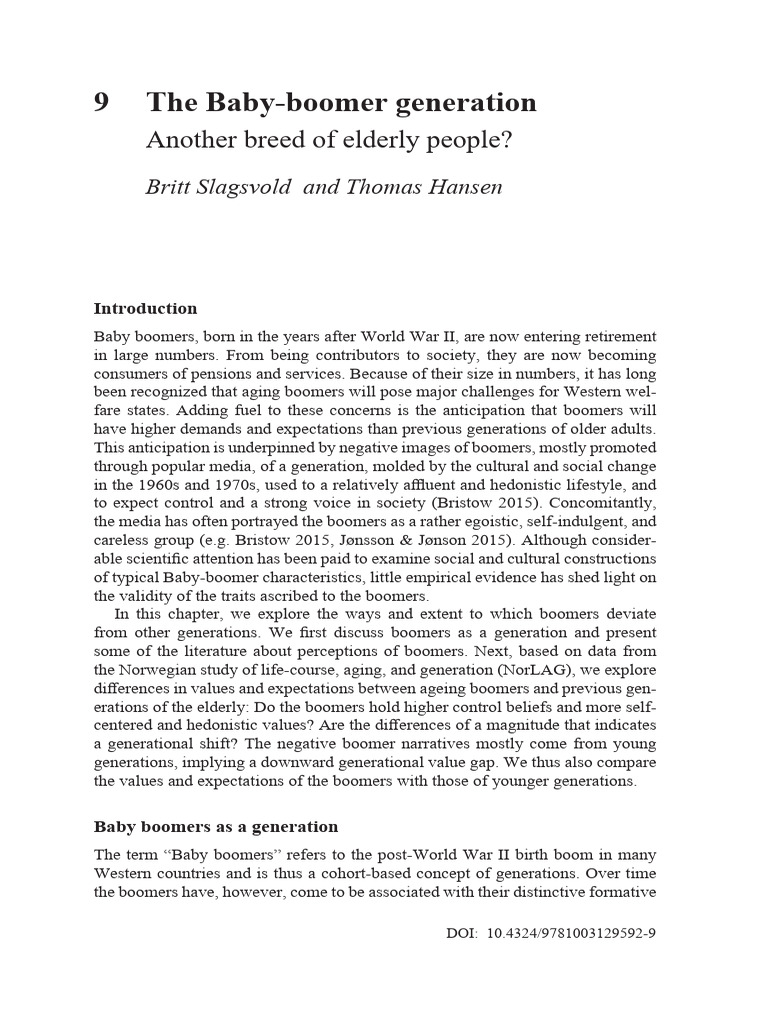 Baby Boomers: Values and Generational Shift | PDF | Baby Boomers ...