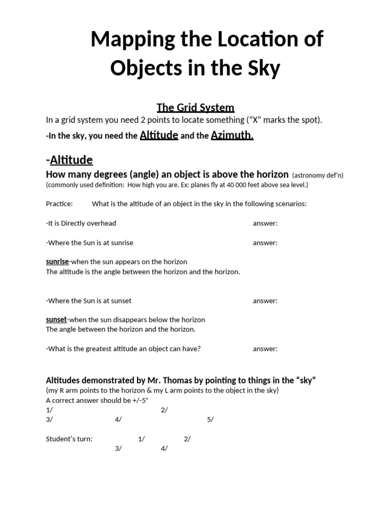 Sky Object Location: Altitude & Azimuth | PDF | Azimuth | Sky