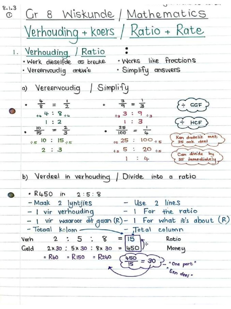 GR 8 Wisk Verhouding en Koers | PDF