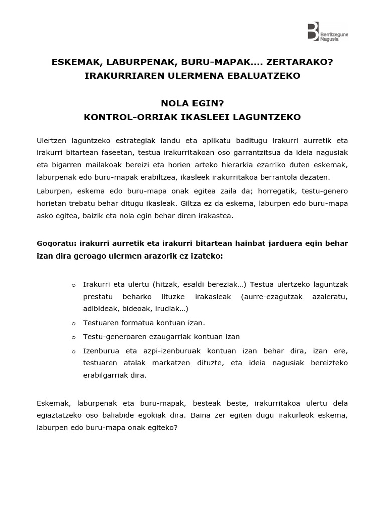 Eskemak, Laburpenak, Buru-Mapak | PDF