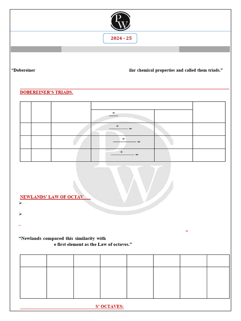 Periodic Classification of Element | PDF | Periodic Table | Chemical ...