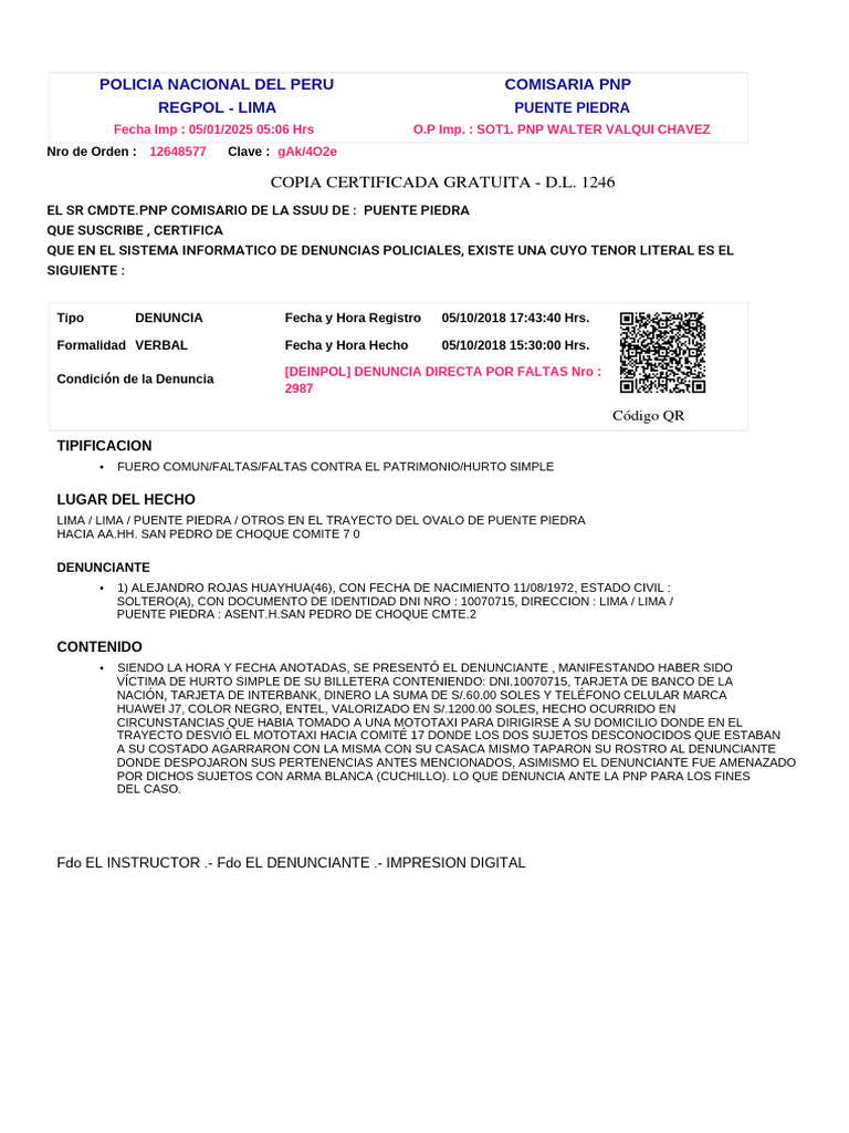 denuncia_policial_1 | PDF | Documento de identidad | Software