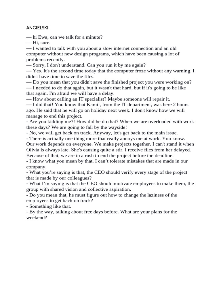 ANGIELSKI Dialog | PDF