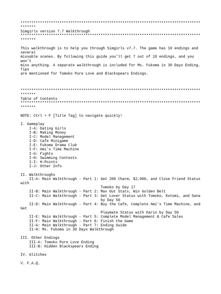 Simgirls 7.7 Walkthrough | PDF