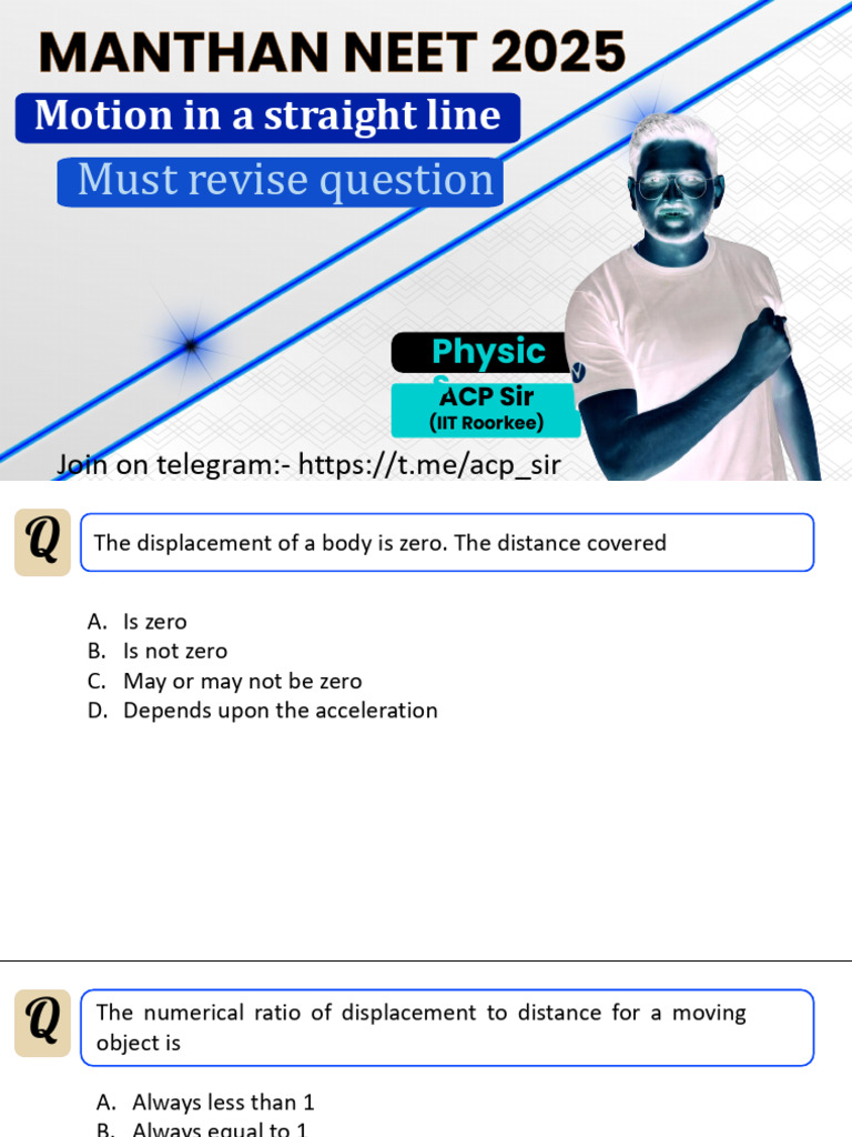 Motion in A Straight Line Questions | PDF | Speed | Acceleration