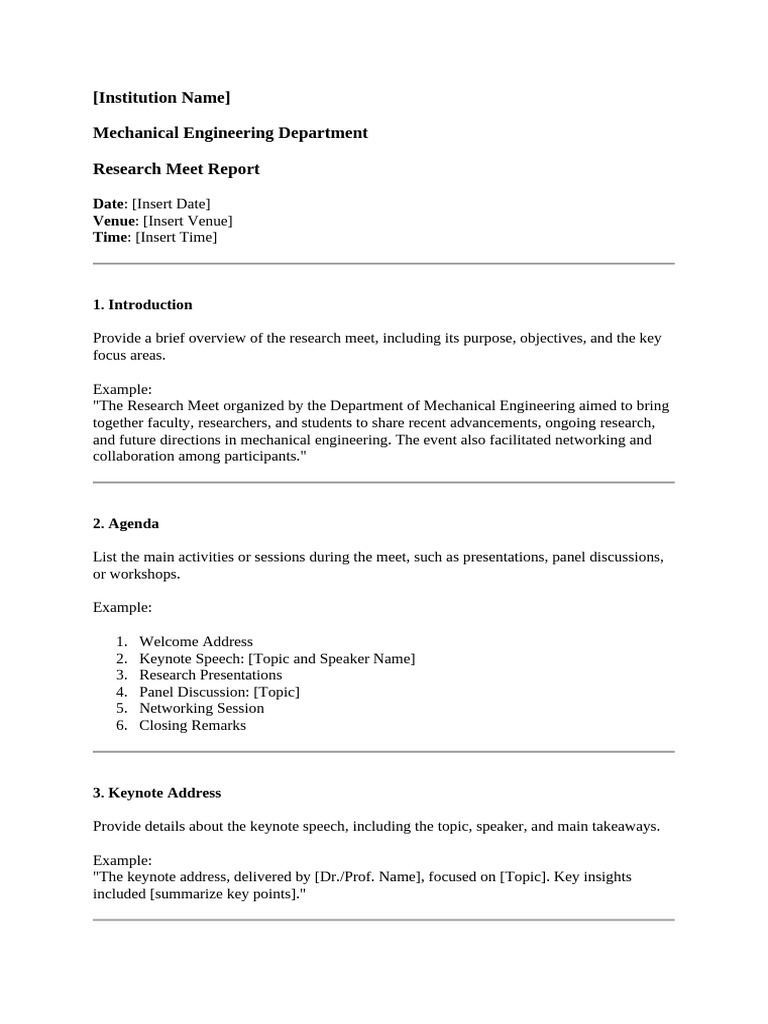Mechanical Engineering Research Meet Report | PDF