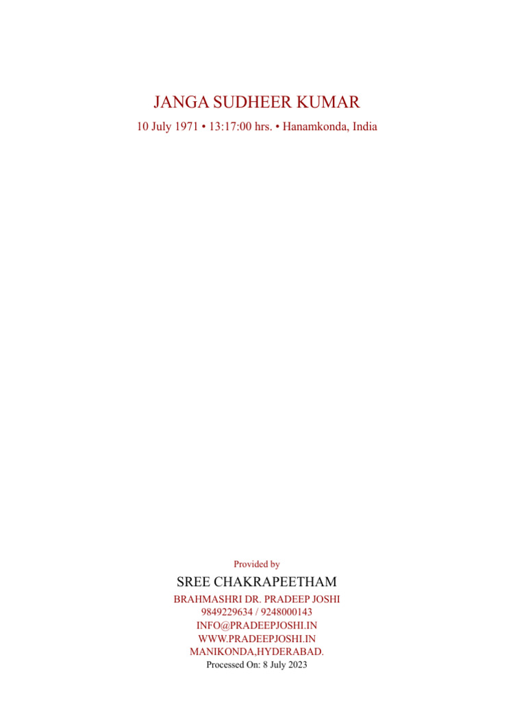 Janga Sudheer - HP4+ | PDF | Planets In Astrology | Hindu Astrology