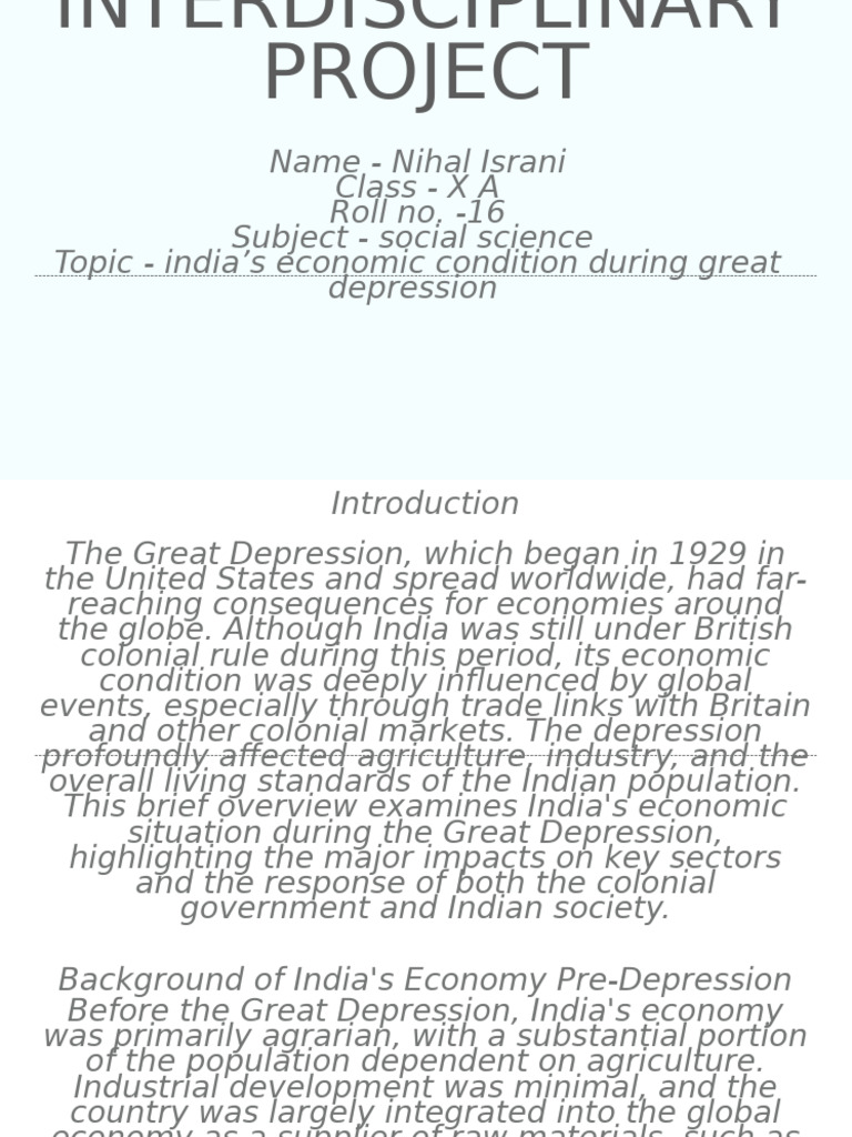 Interdisciplinary Project | PDF | Great Depression | Recession