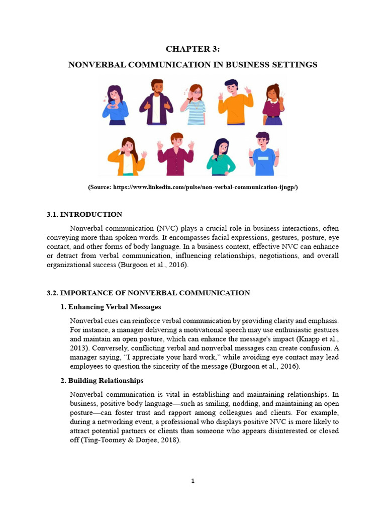 Chapter 3 - Non Verbal Communication in Business Settings | PDF ...