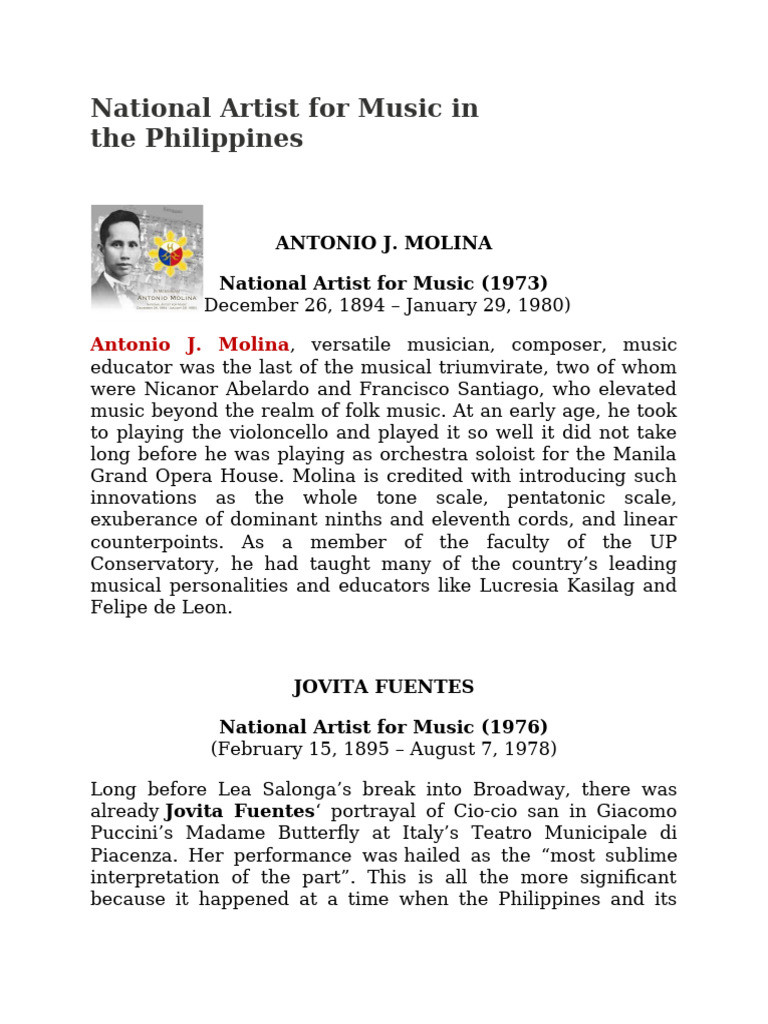 National Artist For MUSIC | PDF | Performing Arts