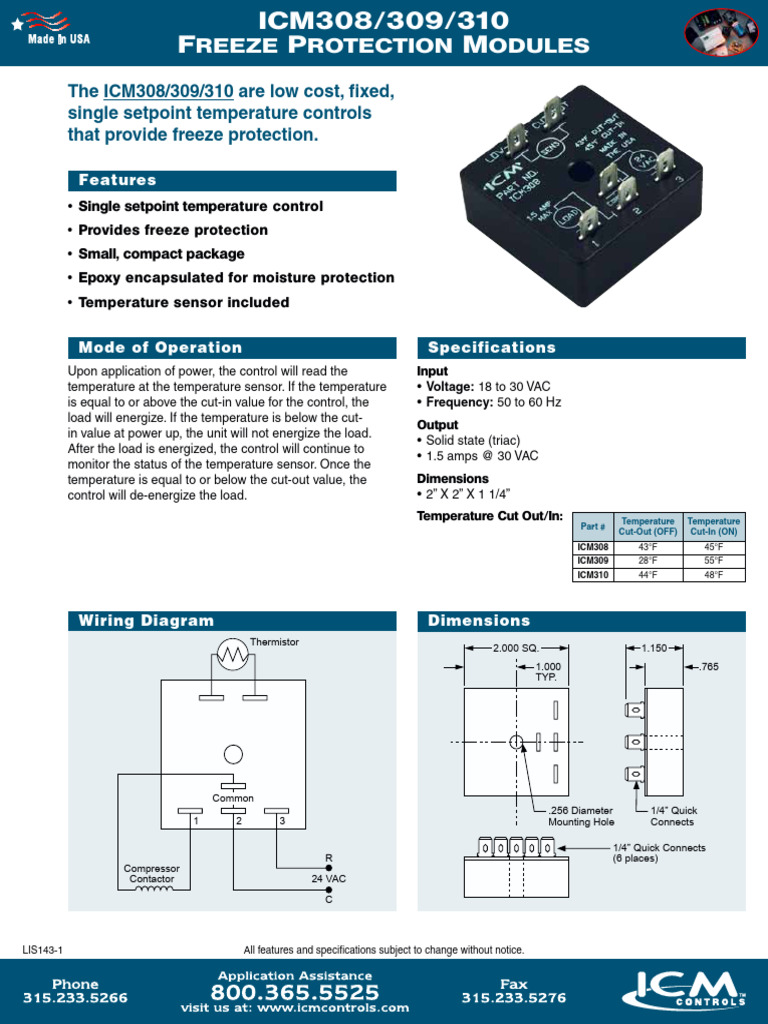Freeze Protection Modules ICM308/309/310 | PDF | Alternating Current ...
