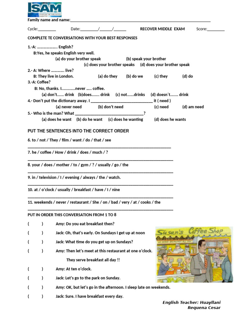 Recovery Middle Exam Isam | PDF