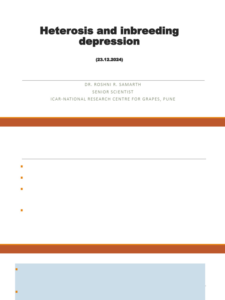 Heterosis and Inbreeding Depression | PDF | Dominance (Genetics ...