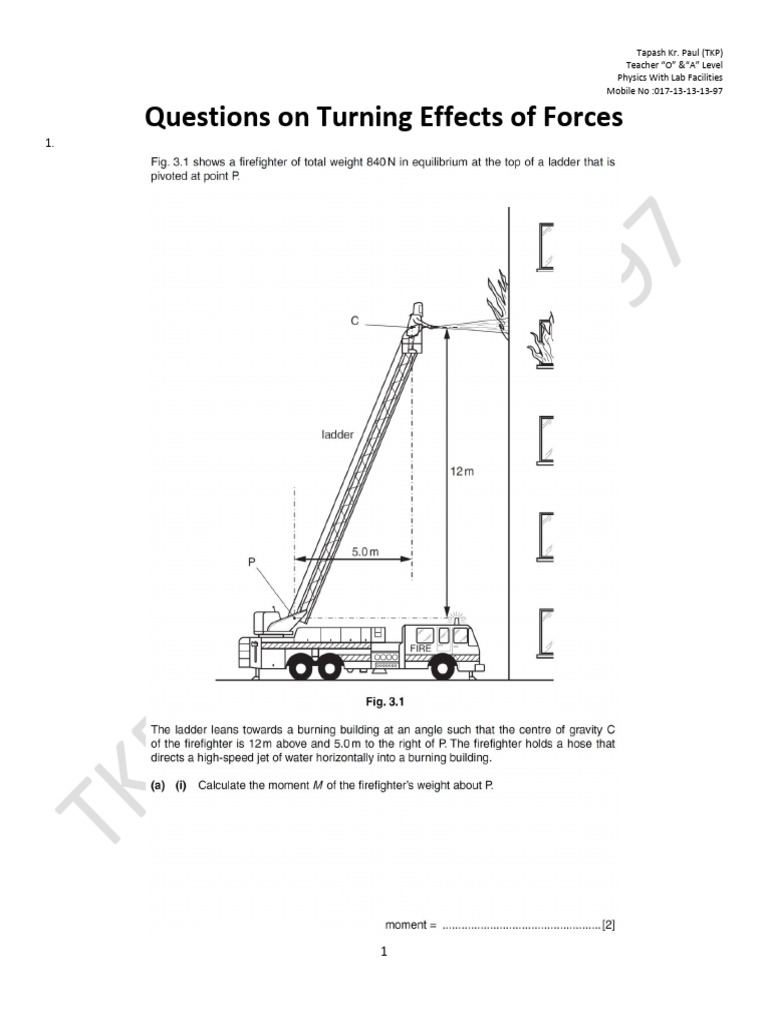 Questions On Turning Effects of Forces | PDF