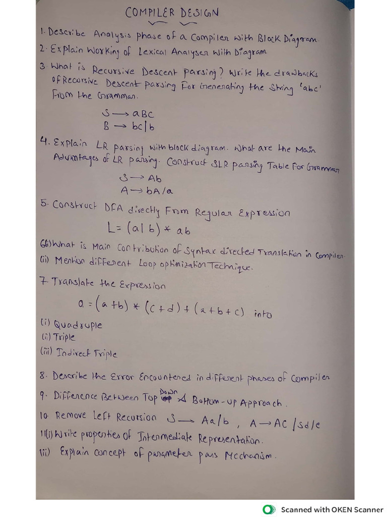 Compiler Design Suggestion 2024 | PDF