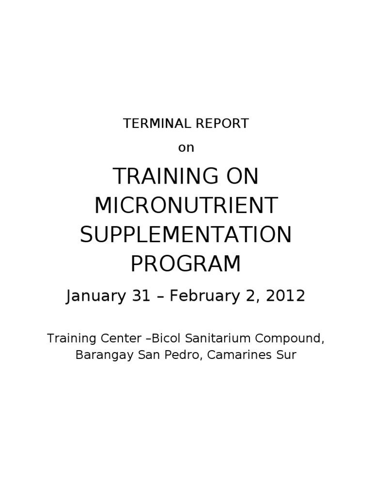 Training Report: Micronutrient Program | PDF | Wellness