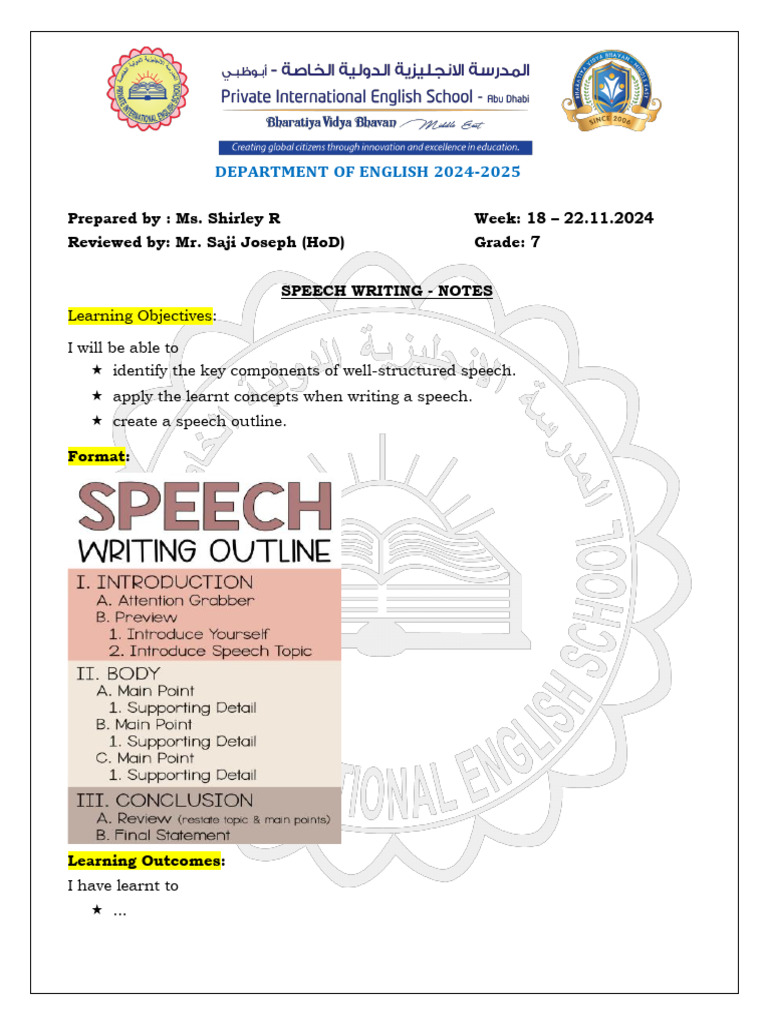 Speech Writing Notes Pdf Thought English Language