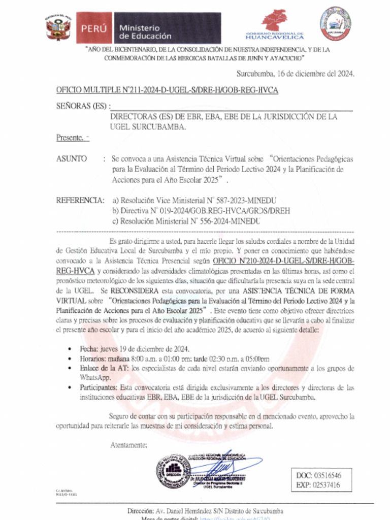 Oficio Multiple N°211-2024 | PDF