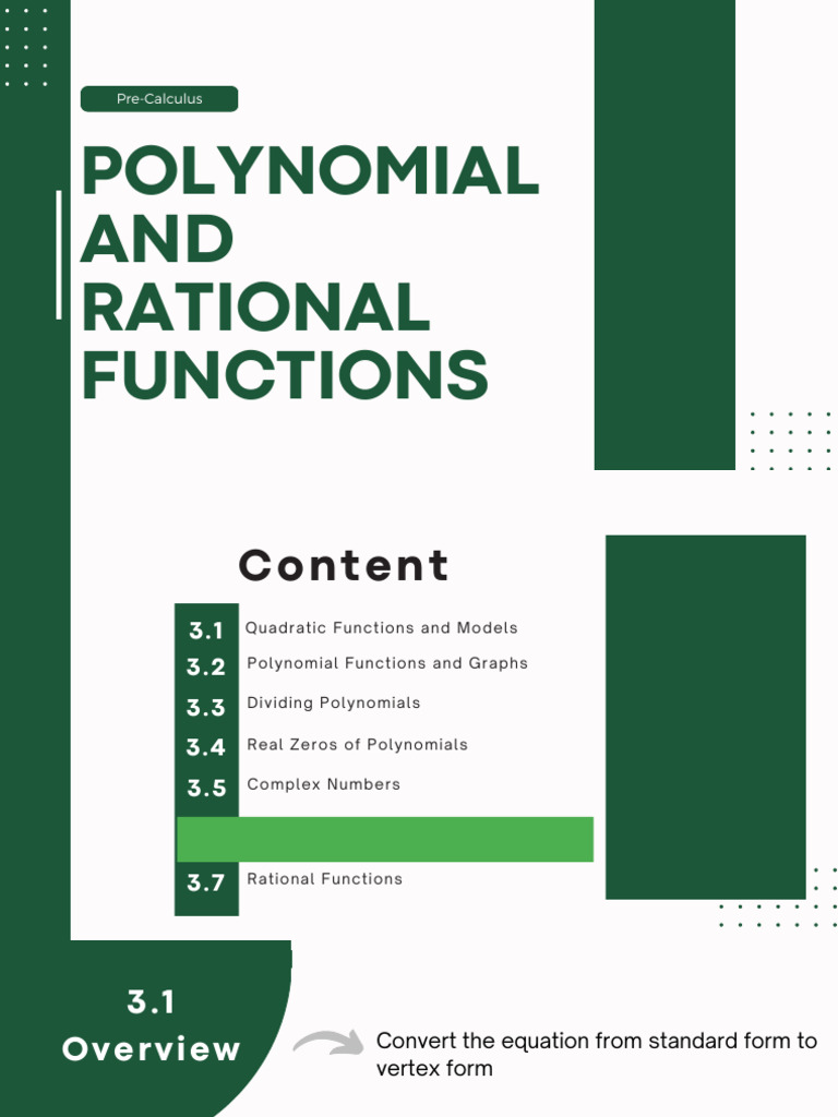 Pre-Calculus: Polynomial & Rational Functions | PDF | Polynomial | Zero ...