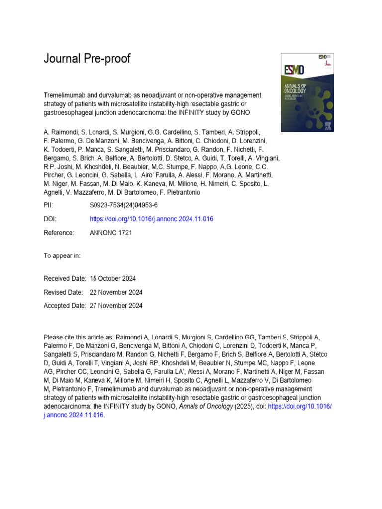 Infinity Trial MSIH CtDNA Gastric Cancer | PDF | Biopsy | Colorectal Cancer