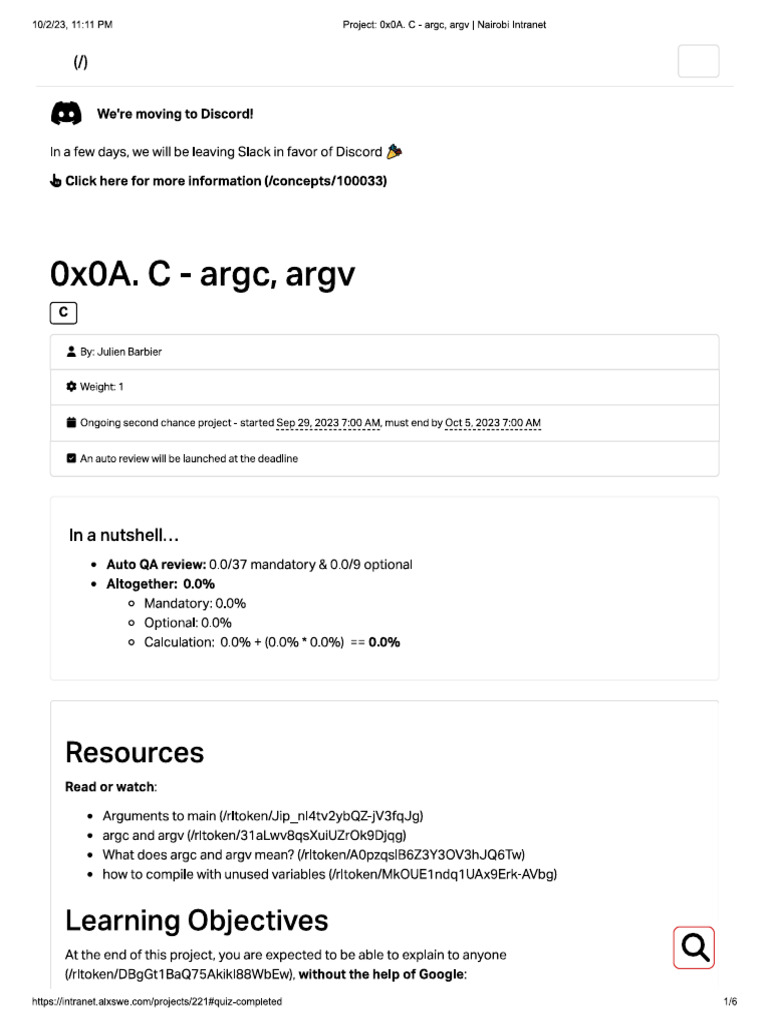 0x0a. C - Argc, Argv | PDF