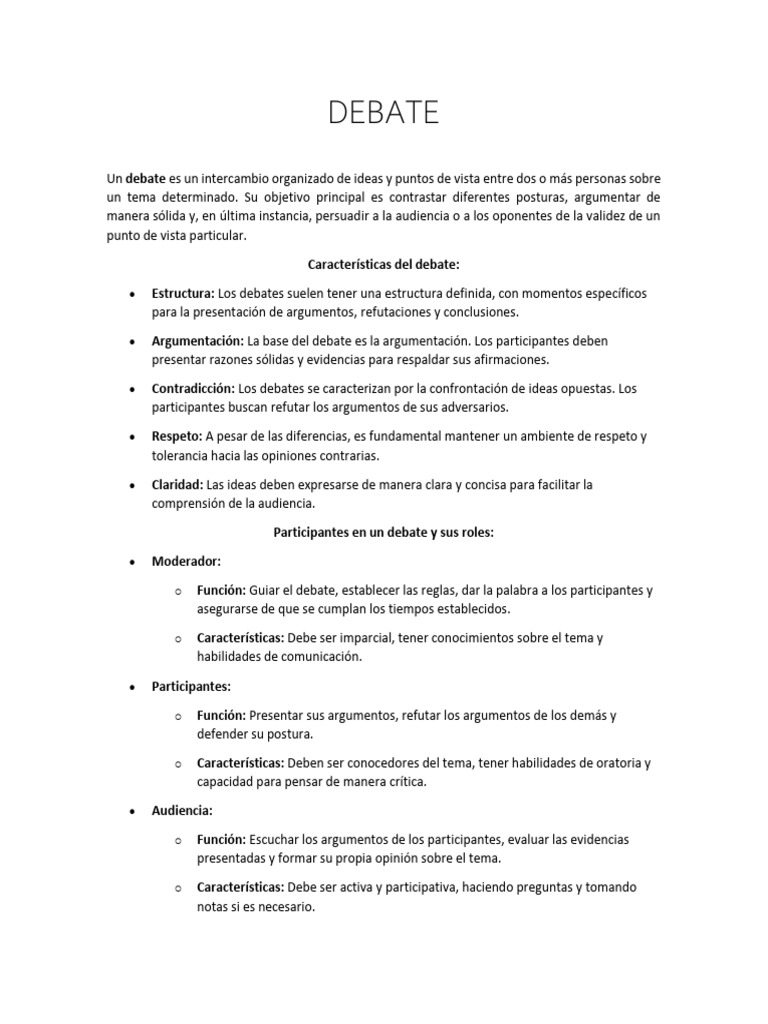 Debate Información | PDF | Argumento | Teoría de la argumentación