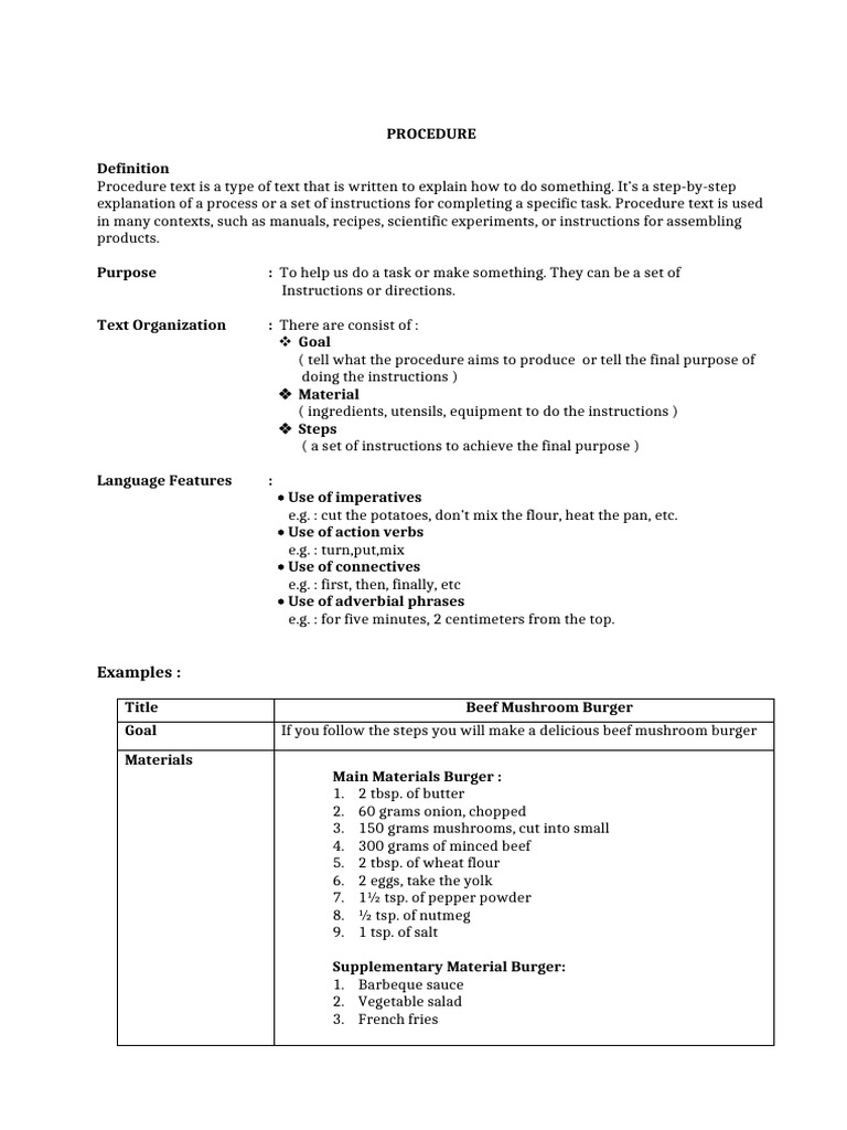 Procedure Genre | PDF | Hamburgers | Camera