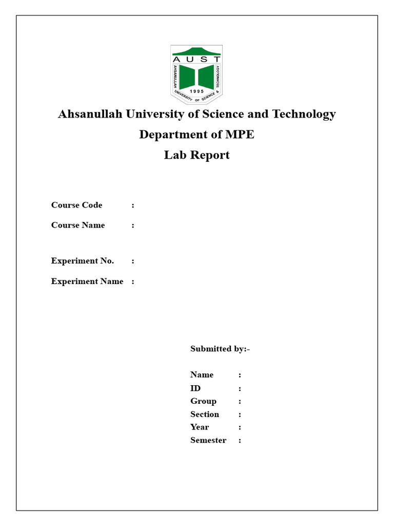 AUST Lab Report Cover Pagesz | PDF