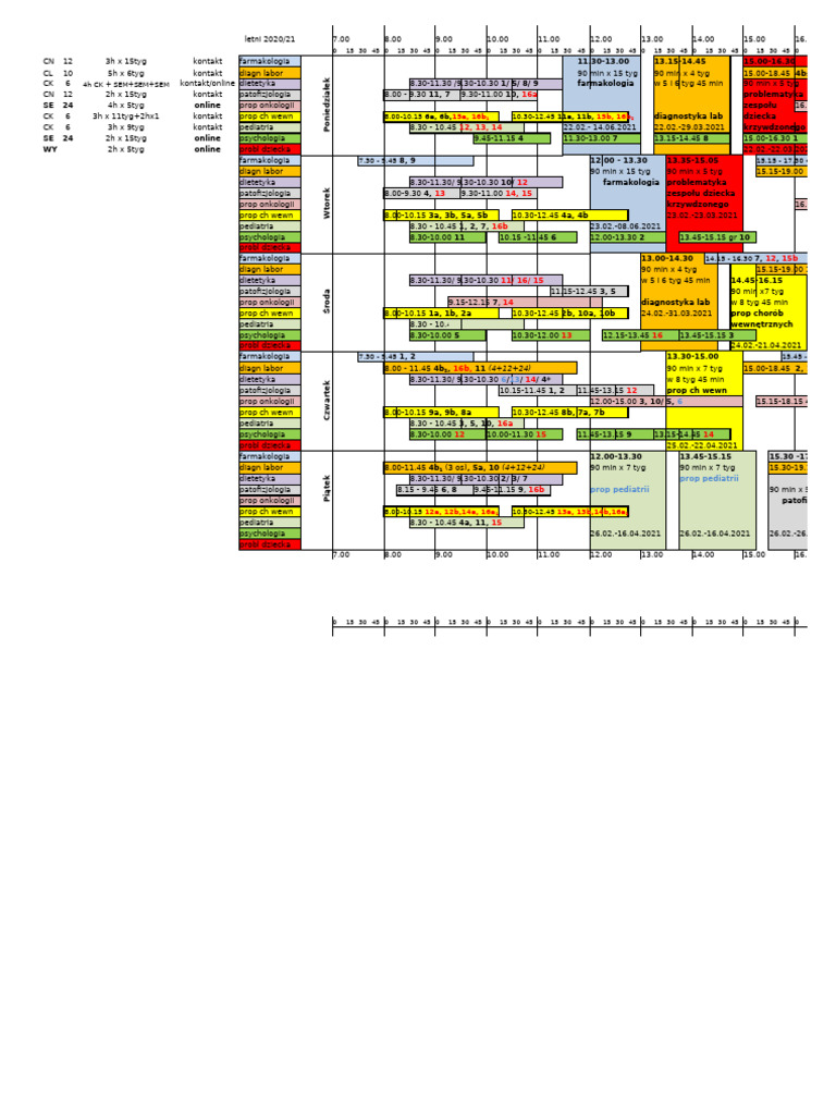 Kopia_PLAN_ZAJEC_3WL_2020_21_semestr_letni_16gr_popr3 | PDF