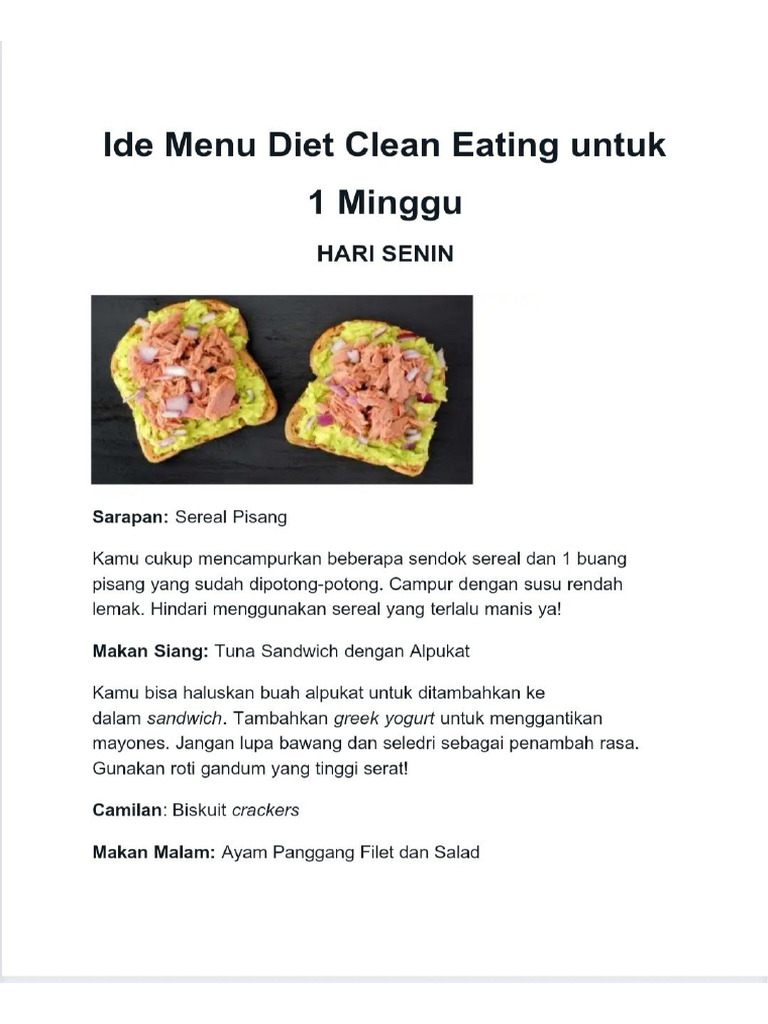 Ide Menu Diet 1 Pekan | PDF