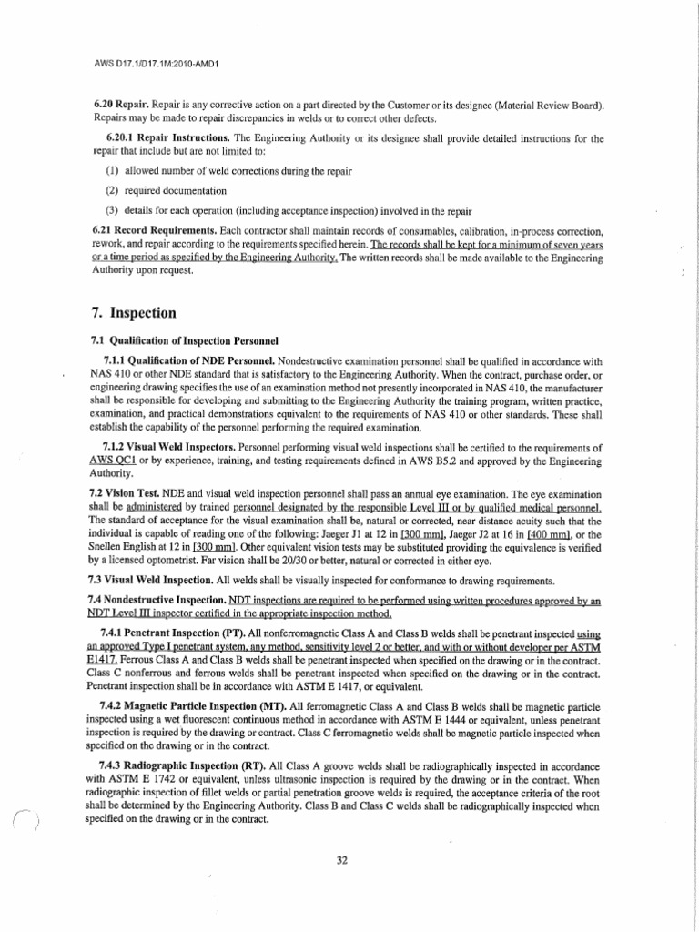 AWS-D-17.1 Welding NDT Specification | PDF
