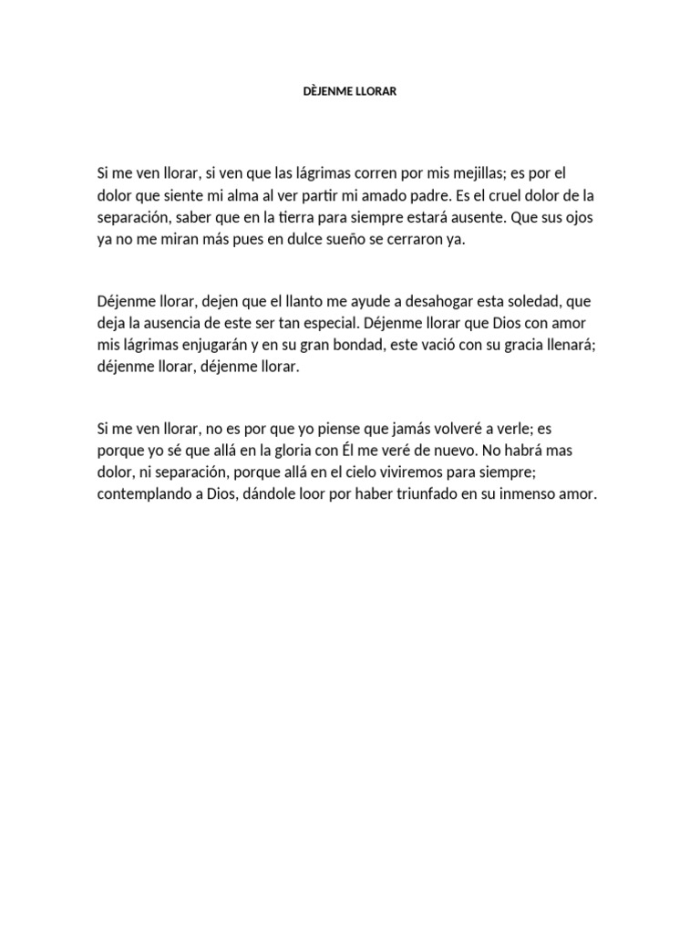 Dèjenme Llorar | PDF